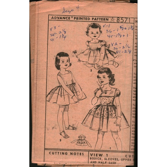 Advance | Office | Vintage Advance 857 Girls Dress Sewing Pattern Size ...